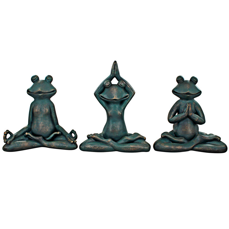Design Toscano 3 Piece Zen Yoga Frog Garden Statues Set & Reviews | Wayfair